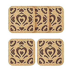 NTReasy 5pcs Cork Trivet, High Density Thick Cork Coaster Set for Hot Dishes and Hot Pots, 7.68in Boho Square Heat Resistant Multifunctional Cork Board, Hot Pads for Kitchen Table Countertop