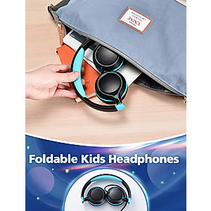 Headphones for Kids School, Kids Headphones Wired with 94dB Volume Limited for Boys Girls, Foldable Stereo Kids Headphones, Child Headphones on Ear for Study Tablet Airplane School