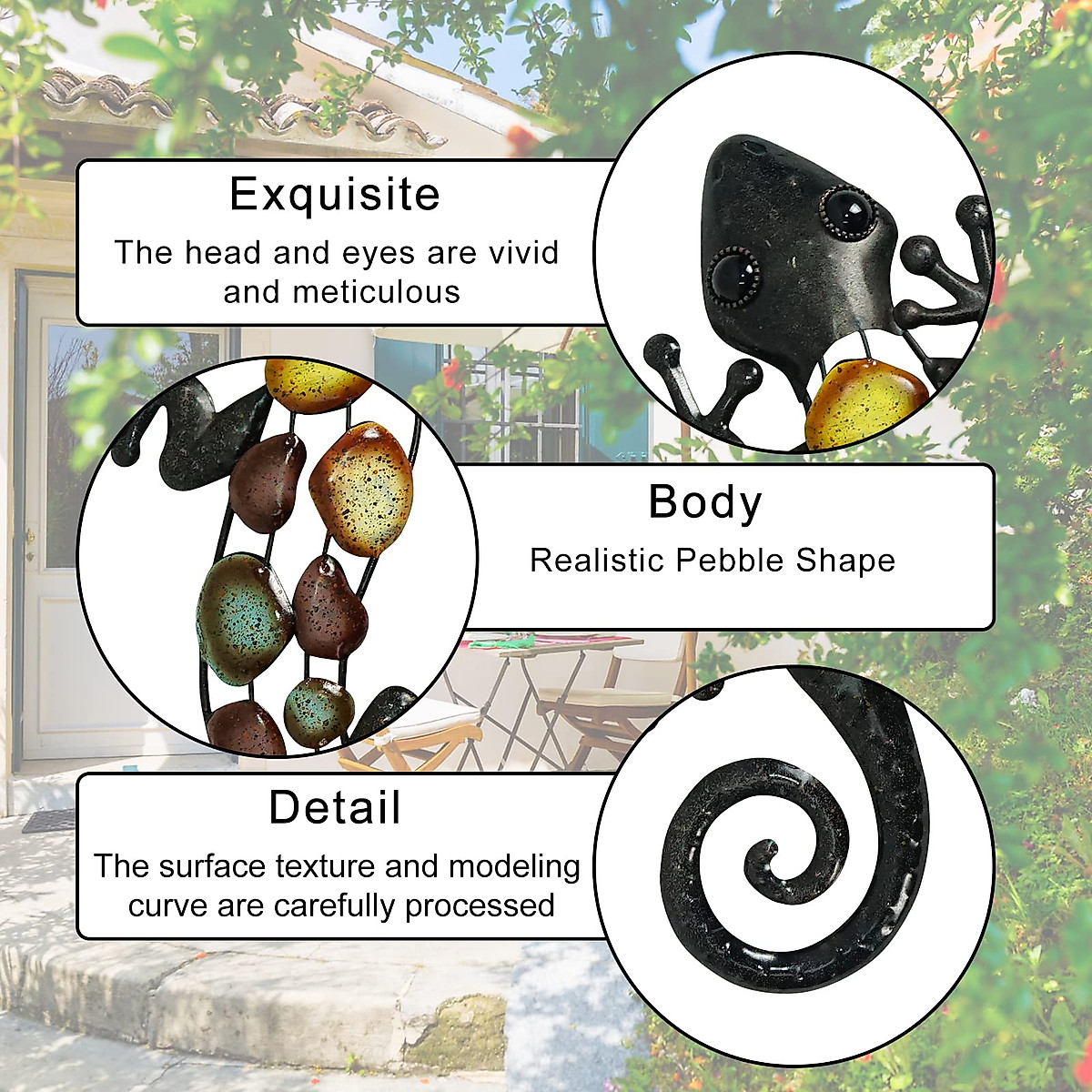 LIFFY Metal Gecko Wall Art Decor, 18 Inches Large Hang Sculpture for Outdoor Patio Decor, Camper Decorations for Inside, Garden Art Lizard for Bedroom, Living Room, Fence, Yard