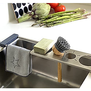 Sanni Shoo Drip.it | Multifunctional Space Saving Stainless Steel Kitchen Sink Caddy | Bottle Holder | Compatible with Sodastream Bottles for Aqua Fizz, Penguin and Other Bottles | Drainer & Organizer