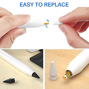 Pencil Tips Compatible with Apple Pencil 1st & 2nd Generation, Replacement Tips (4 Pack) and Nibs Protector Cover (4 Pack) for iPad Pro Pen