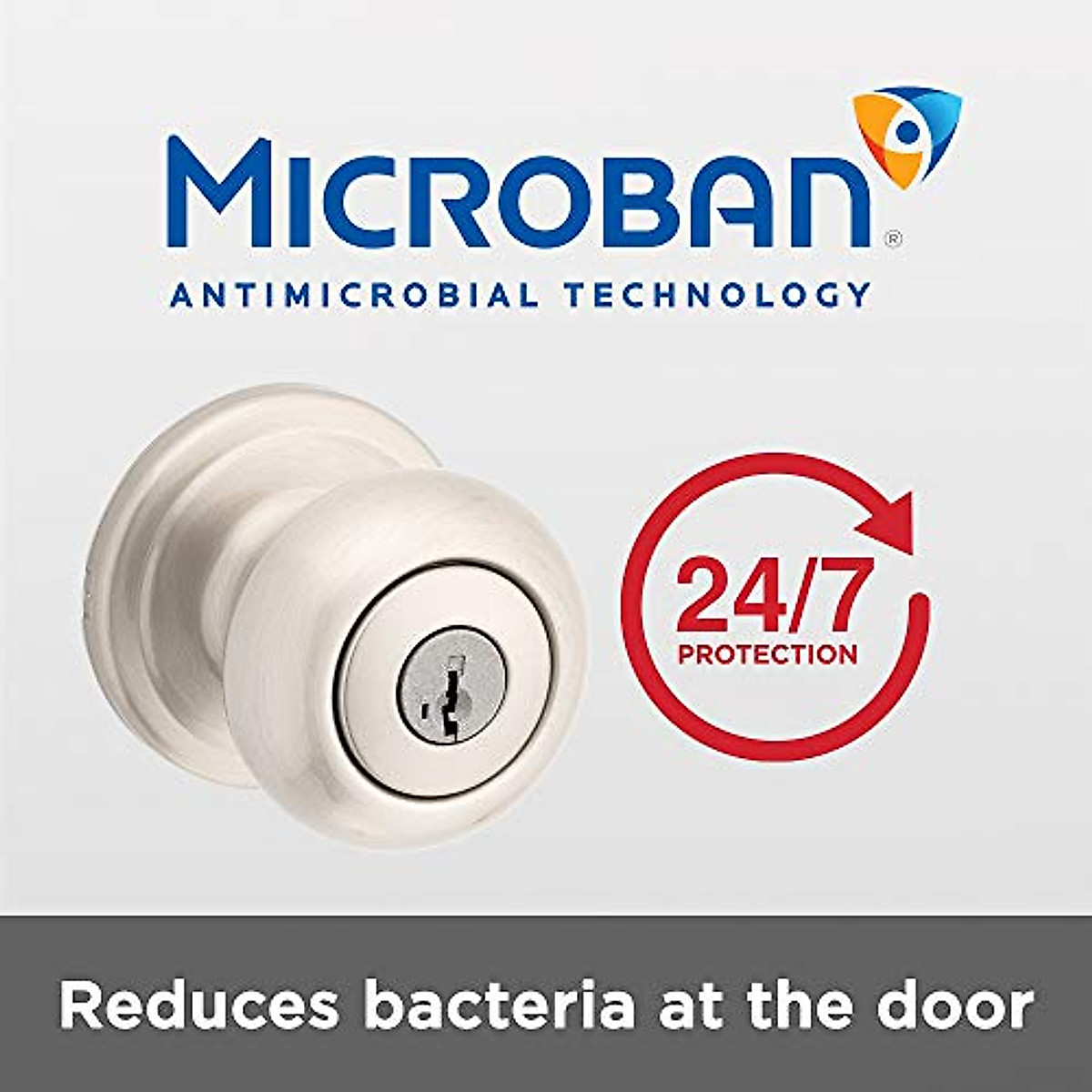 Kwikset Juno Keyed Entry Door Knob with Microban Antimicrobial Protection featuring SmartKey Security in Satin Nickel