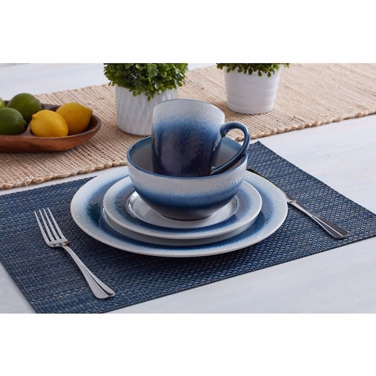 IULJH Stoneware 16-Piece Dinnerware Set Dinner Plates Set Plate Dish Ceramic Dishes To Eat Sets Tableware Food Bar