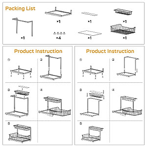 Suppino Under Kitchen Sink Organizer, Metal Sliding Under Cabinet Storage, 2 Tier Under Sink Storage for Kitchen, Bathroom