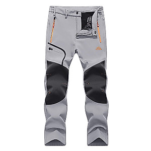 EKLENTSON Mens Hiking Pants Outdoor Fishing Snow Ski Warm Lightweight Work Pants Light Grey