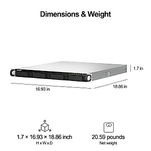 QNAP TS-464U-RP-8G-US 4 Bay High-Speed Rackmount Dual-2.5GbE NAS Intel® Celeron® N5105/N5095 CPU, 8GB DDR4 Memory and 2.5GbE (2.5G/1G/100M) Network Connectivity (Diskless)