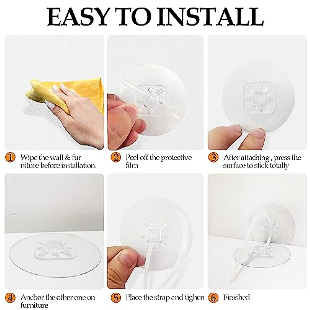 Furniture Anchors (30 Pack) No Drill Upgraded Furniture Straps for Baby Proofing, Self-Adhesive Secure 168 Pound Furniture Prevent Falling Anti Tip Earthquake Straps for Child Safety