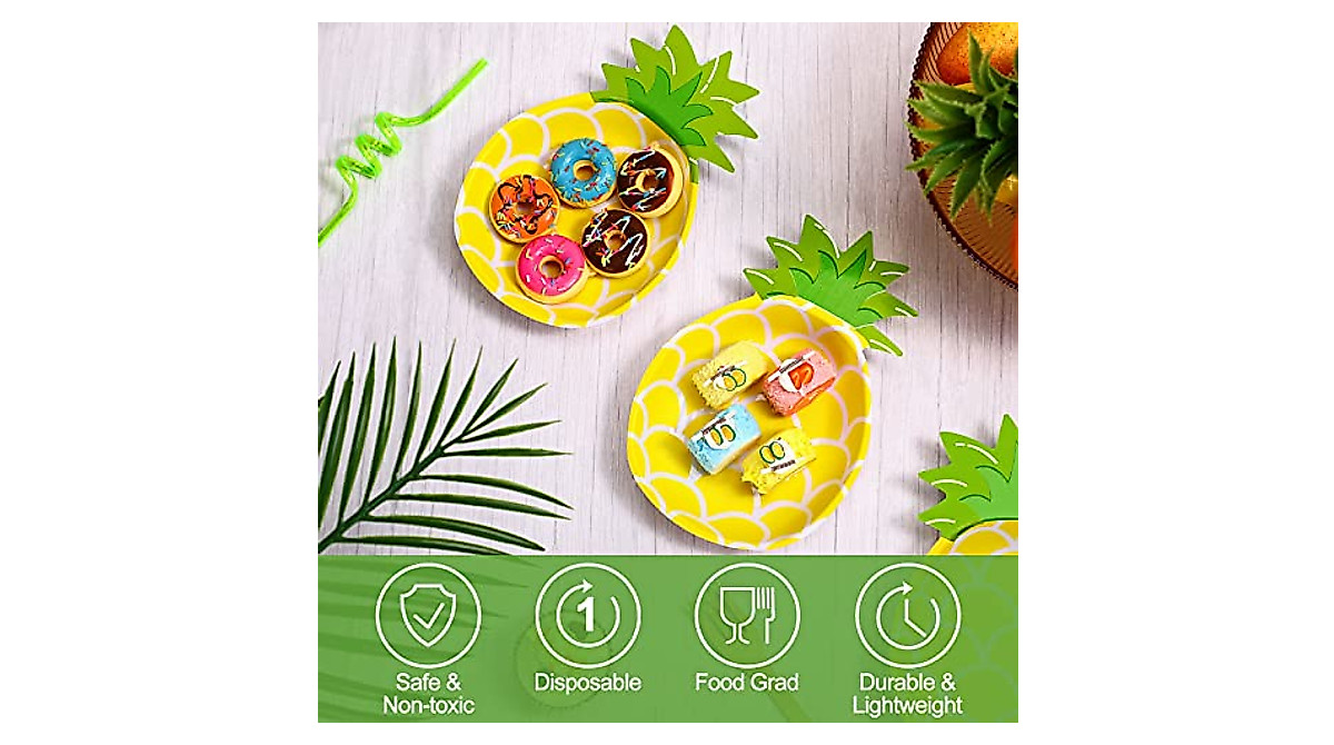 24 Count Pineapple Plates for Tropical Parties