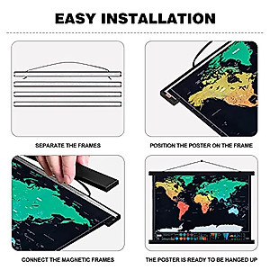 24x36 24x18 24x30 Poster Frame, Magnetic Wood Frame Frames for Photo Picture Canvas Artwork Wall Hanging (1 Pack, 24", Black)