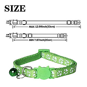 Kitys Fatch Detachable Cat Collars with Bells, Set of 6, Super Soft Nylon pet Collar with Name Tag，Adjustable，Cat Collars for Girls Cats or Boys Cats