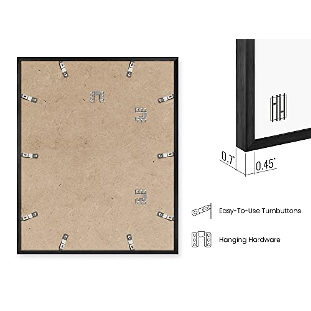 HAUS AND HUES Black Metal Picture Frame, 16x20 inches, Premium Quality, Wall Mount, Picture Frame for Wall, Modern Style, Black