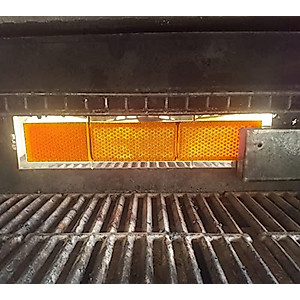 GRILLJOB Ceramic Infrared Rear Rotisserie Burner Replacement 304 Stainless Steel IR Back Burner with Ceramic Wafer for Some Nexgrill Jenn Air Perfect Flame 720-0522 and Other Grill Brands