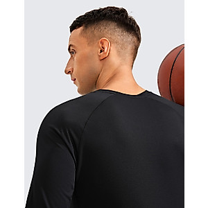 CRZ YOGA Lightweight Long Sleeve Shirts for Men Moisture Wicking Quick Dry Shirt Workout Running Basic Tee Tops Black Large