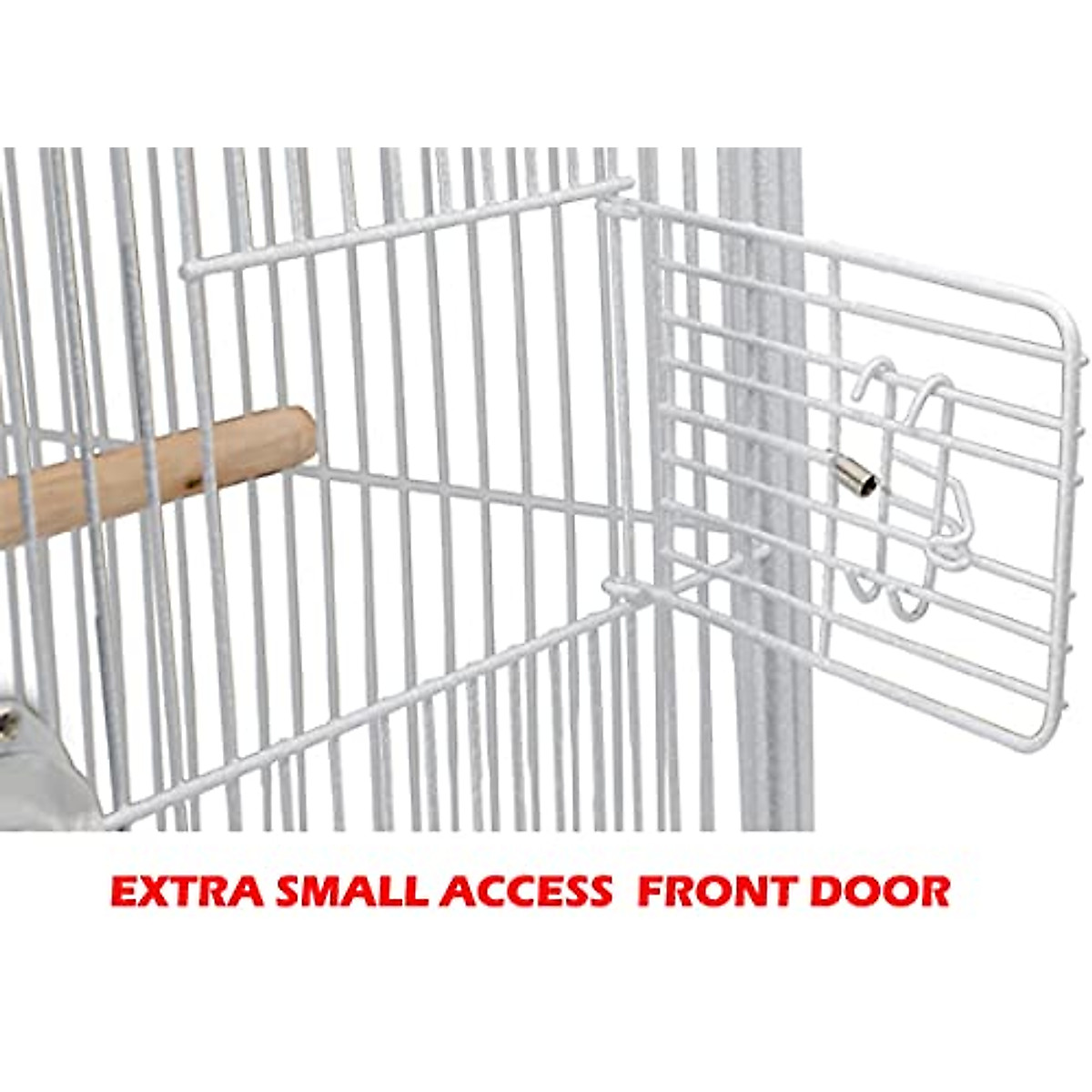 22” Portable Heavy Duty Travel Bird Parrot Carrier Play Stand Perch Cage Feeding Bowl Stand with Handle and Accessories (White)