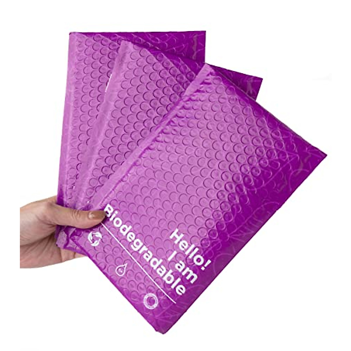 Kipulu™ 100% Biodegradable Bubble Mailers,25pcs Padded Packaging Wrap Envelopes Pouches Eco Friendly no glue, no plastic, Christmas wrapping (6 x 10 purple)