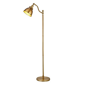 Beverly 65" Tall Floor Lamp with Metal Shade in Brass/Brass