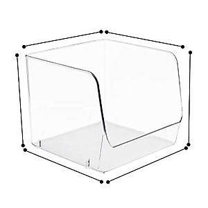 Sorbus Open Plastic Storage Bins Clear Pantry Organizer Box Bin Containers for Organizing Kitchen Fridge, Food, Snack Pantry Cabinet, Fruit, Vegetables, Bathroom Supplies (4-Pack)