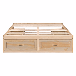 CITYLIGHT Wood Full Storage Bed Frame, Space Saving Full Size Platform Bed with 6 Drawers, Mattress Foundation with Wood Slat Support, Noise-Free, No Box Spring Needed,Antique Natural