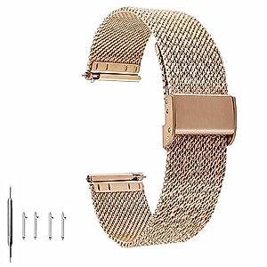 LYXLOVERI Stainless Steel Band 22mm Universal Quick Release Band Adjustable Replacement Metal Strap Tranditional and SmartWatch Bands,for Men Women (22mm, Rose Gold)