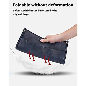 Caitina Crossbody Bags For Women Vegan Leather Hobo Handbags Designer Crossbody Purses Bucket Bag For Women with 2PCS Adjustable Strap(Blue Black)