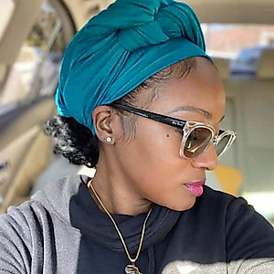 6 Pieces Head Wraps Scarf Long Turban Stretch Jersey Ultra Soft Urban Knit Hair Scarfs Solid Color African Headbands Tie Breathable Headwrap Fashion Shawls for Women
