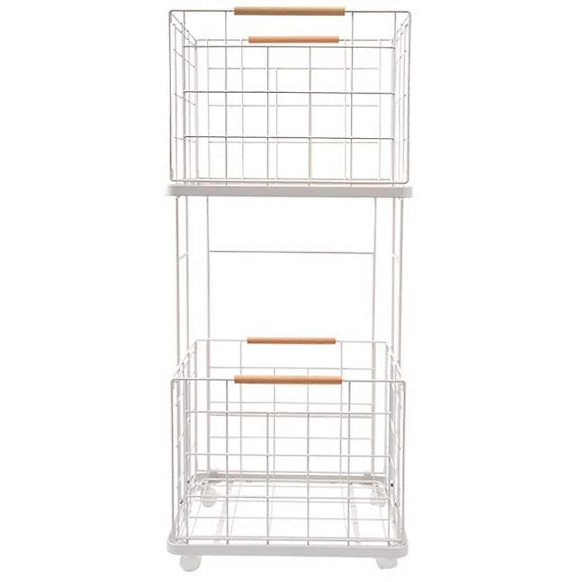 Double Layer Clothes Storage Cart, Rolling Laundry Basket Cart,Detachable Laundry Basket, Multi-layer Storage Basket, Home Bathroom Folding Storage Rack, Kitchen Shelf Fruit Rack