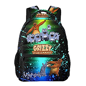 Grizzy&Lemmings Backpack Travel Bookbag Laptop Rucksack Hiking Daypack Shoulders Knapsack For Boys Girls