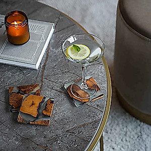 Avocrafts Wooden Coasters Set, Epoxy Coasters, Modern Coasters with Holder, Cedar Wood Coaster, Full Set of 6 with Holder