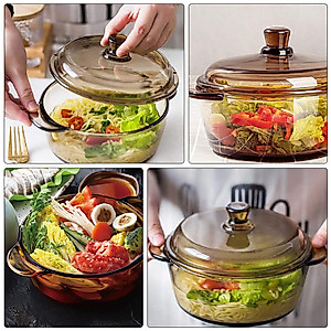 Hemoton 1pc Amphora Large Pho Bowls Ramen Noodle Pot Clear Cookware Stew Pots with Lids Restaurant Serving Bowl Fruit Bowl Baking Dish with Lid - Bowl Glass Salad Salt Toddler