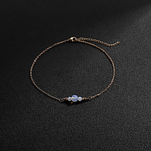 Kyerlyn Dainty Opal Chain Anklet for Women 18k Gold Plated Ankle Bracelets Summer Beach Adjustable Chain Anklet for Women Simple Fashion Jewelry