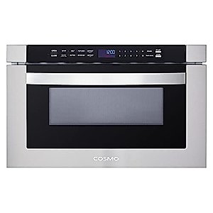 COSMO COS-12MWDSS 24 in. Built-in Microwave Drawer with Automatic Presets, Touch Controls, Defrosting Rack and 1.2 cu. ft. Capacity in Stainless Steel