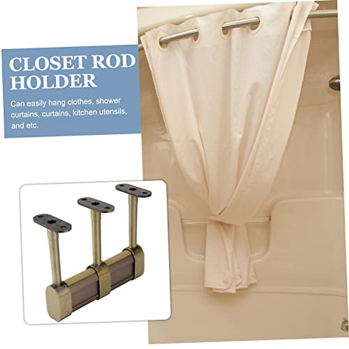 Cabilock 20 pcs Closet Tension Ceiling Shower Lever Support Clo Bar Steel Mounting for Hanger Fitting Organizer and Bracket Rod Holders Pipe Holder Open Curtain Bronzing End Close Towel