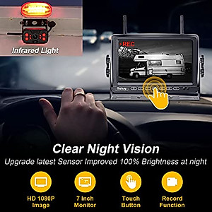 Yakry RV Backup Camera Wireless HD 1080P with 7 Inch Touch Key DVR Monitor for RVs,Campers,Trailers,Trucks Adapter For Furrion-Pre-wired RVs High-Speed Rear View Observation IR Night Vision Y27