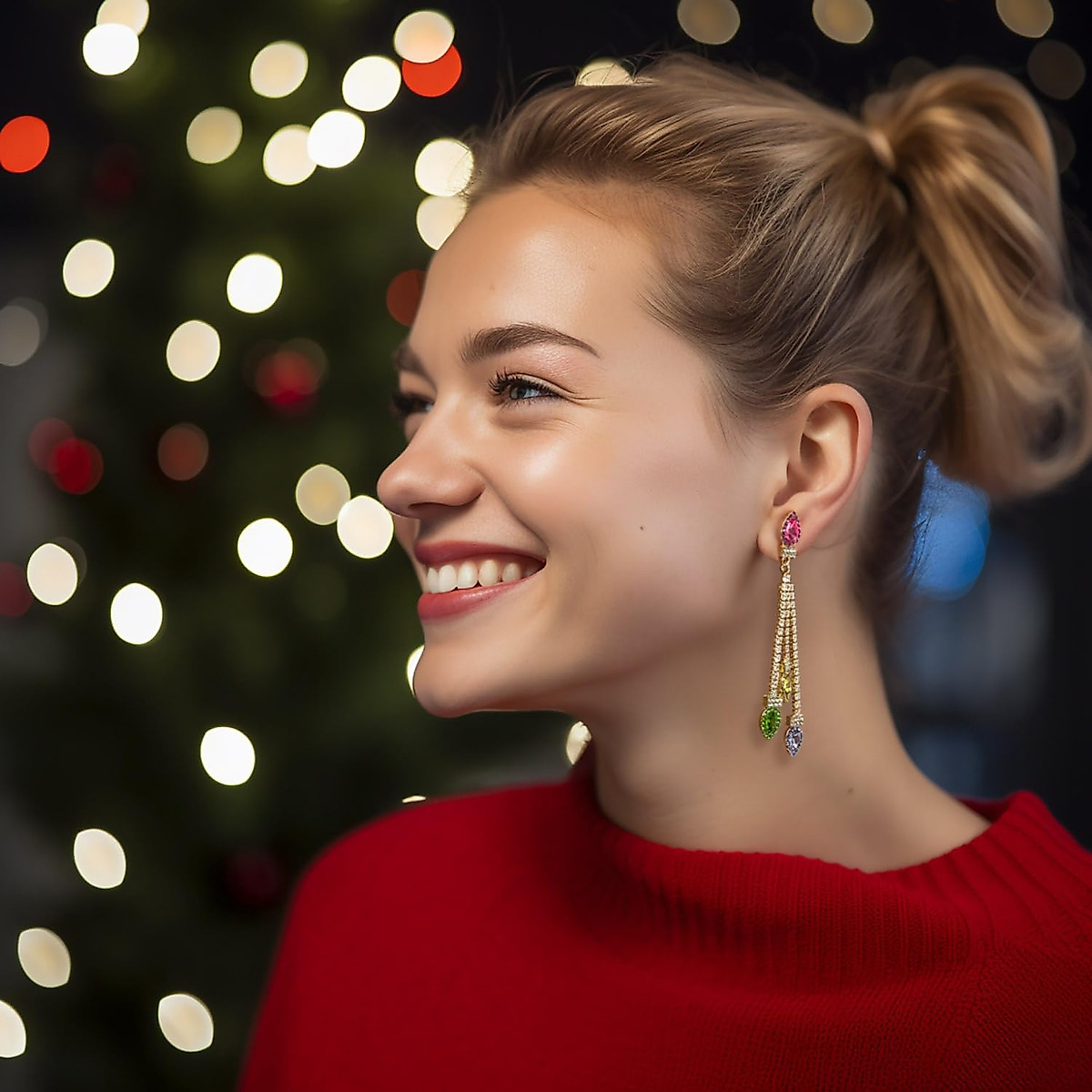 LILIE&WHITE Colorful Light Bulb Dangle Earrings For Women Christmas Earrings For Women Xmas Earrings Gift Christmas Jewelry Holiday Earrings Gift