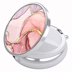 Nipichsha Pill Box, Small Pill Case for Purse & Pocket, Cute Medicine Organizer Travel Pillbox, Portable Pill Container Holder to Hold Vitamins, Medication, Fish Oil and Supplements, Pink Marble