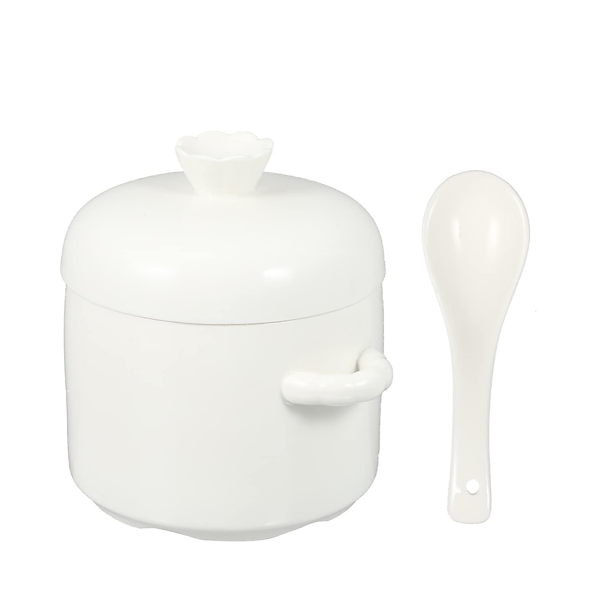 Hemoton Large Soup Mugs Ceramic Soup Bowl with Lid 460ml Onion Soup Crock Chili Bowls Soup Dish Stewing Pot Custard Bowl Cup with Handles and Lid For Soups Stews Cereal White Ceramic Soup Bowl