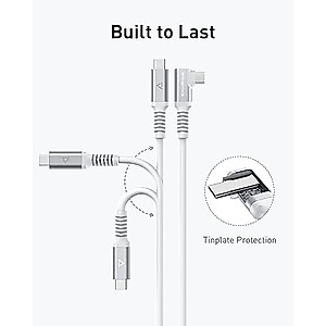 PRISMXR VR Link Cable 16FT USB 3.2 Type C to C Compatible with Meta Quest 3/ Quest 2/ Quest Pro/Pico 4 Accessories and PC/Steam VR USB Link Auto-Connect, 5Gbps High Speed (White)