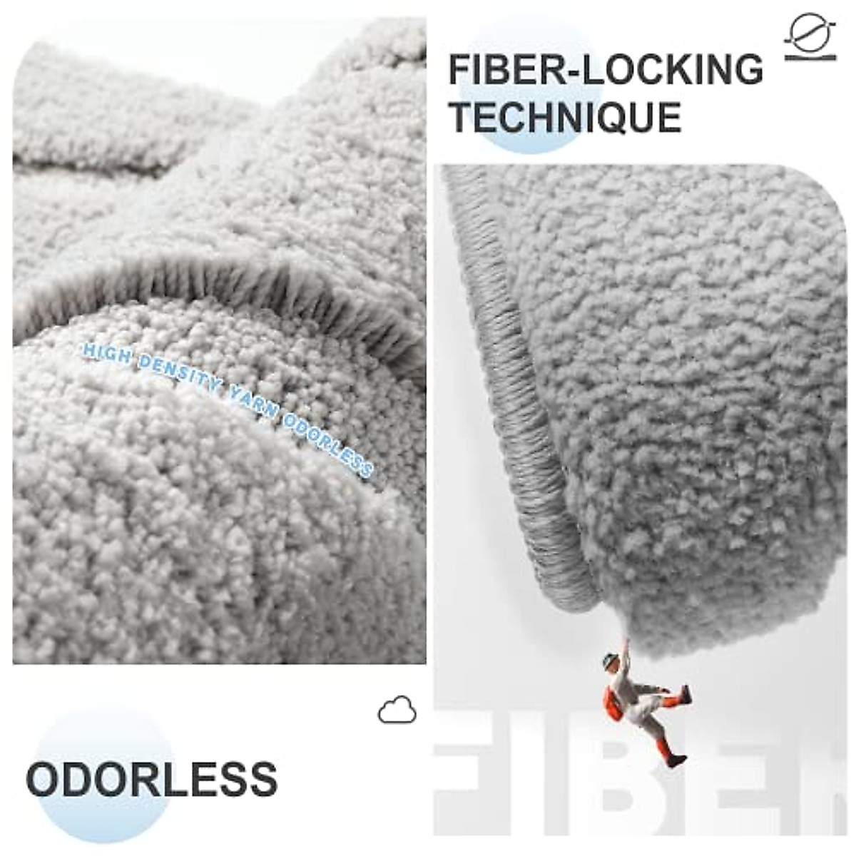 AIZIBLISH Bathroom Rugs Bath Mat, Non Slip Ultra Soft and Water Absorbent Bath Carpet, Machine Washable for Bathroom Floor, Under Sink，Shower and Tub, 16"x24", Light Grey