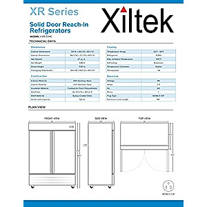 Xiltek New 54" Commercial Reach-In All Stainless Steel Full Refrigerator Cooler 47 cu. Ft.