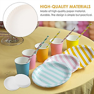 YARNOW Paper Mug Covers Cups with Lids 100Pcs Disposable Paper Cup Cover White Paper Drink Cup Lids Round Paper Coffee Cup Covers for Hotel Cafe Bar 7.5CM Ice Cream Cups with Lids Ice Cream Cups