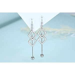 925 Sterling Silver Dangle Earrings Geometric Earrings for Women