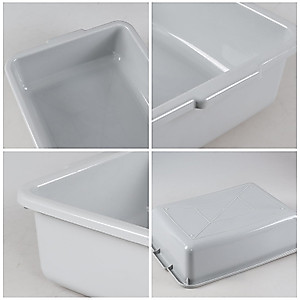 Hayixia 4-Pack 13 L Commercial Bus Tub Box, Plastic Dish Pan Tub, Grey