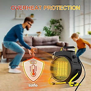 SEEYANG Portable Electric Heater, 1500W Outdoor Space Heater with 3 Modes, 3S PTC Fast Heat, Thermostat with Overheat Protection, Electric Space Heaters for Room, Patio, Garage, Greenhouse, Indoor Use