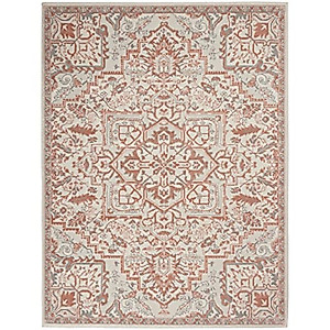 Nourison Elation Floral Ivory Brick 4' x 6' Area -Rug, Easy -Cleaning, Non Shedding, Bed Room, Living Room, Dining Room, Kitchen (4x6)
