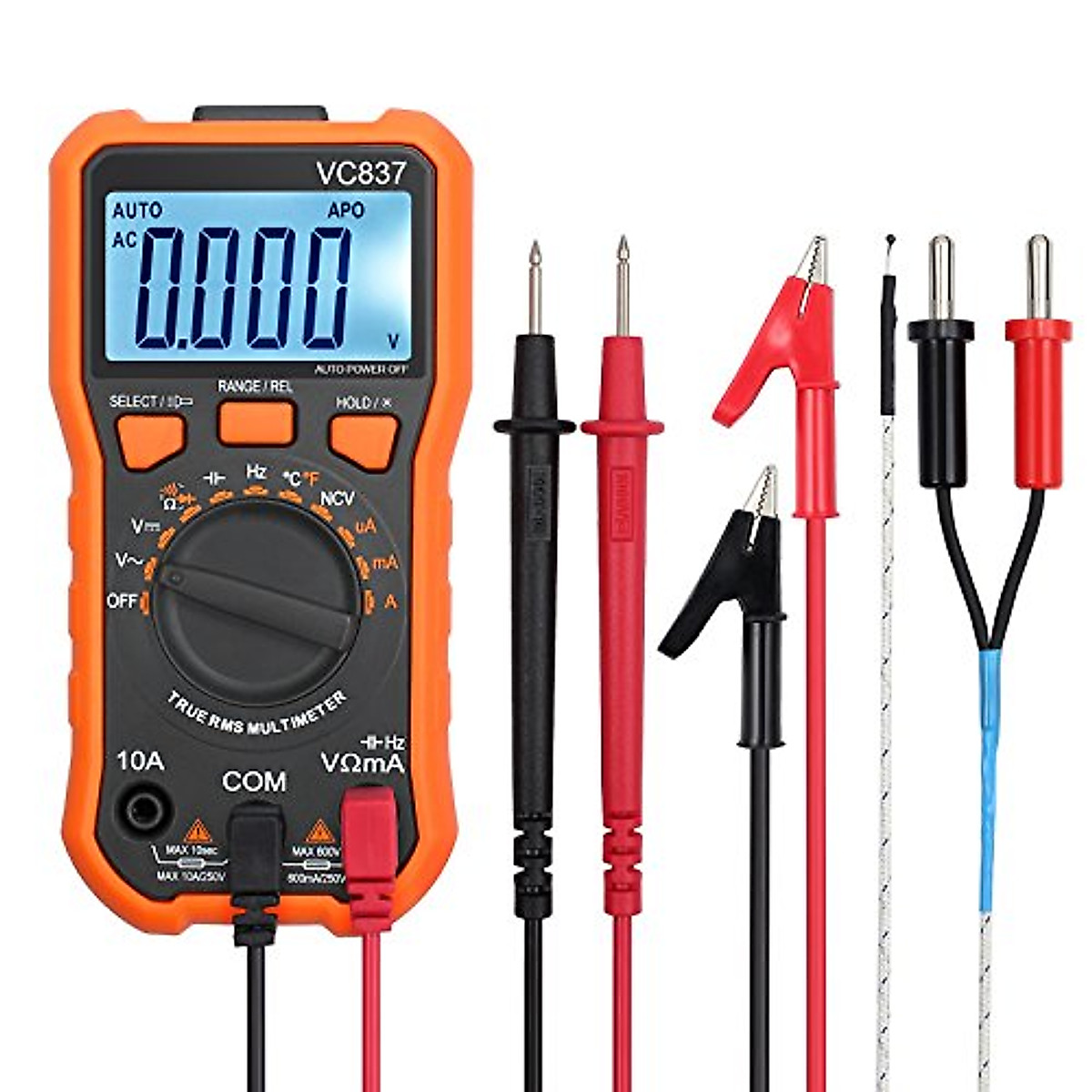 Proster Autoranging Multimeter 6000 Counts AC DC Current Tester Voltage Meter Volt Ohm Meter with Alligator Clips TRMS NCV Temperature Capacitance Diode Audible Continuity Meter
