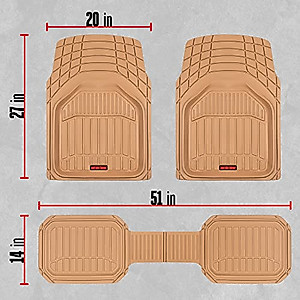 Motor Trend 943-BG FlexTough Defender Car Floor Mats -Next Generation Deep Dish Heavy Duty Contour Liners for Car SUV Truck & Van-All Weather Protection, Trim to Fit Most Vehicles Beige