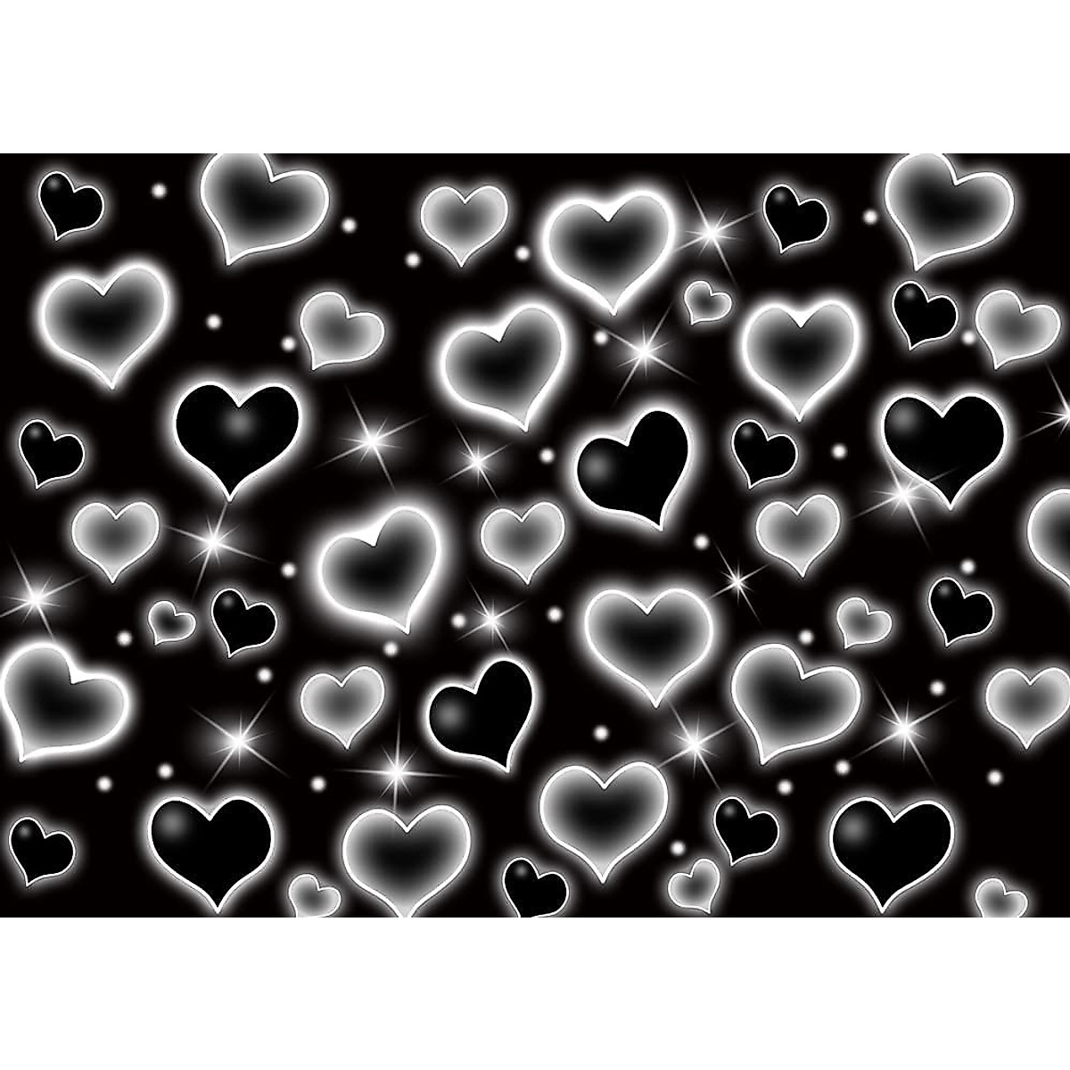 Black Heart Early 2000s Backdrop Love Heart 90s Old School Photography Background Sweet 16th 18th 21th 30th Women Men Happy Birthday Party Decoration 7x5FT