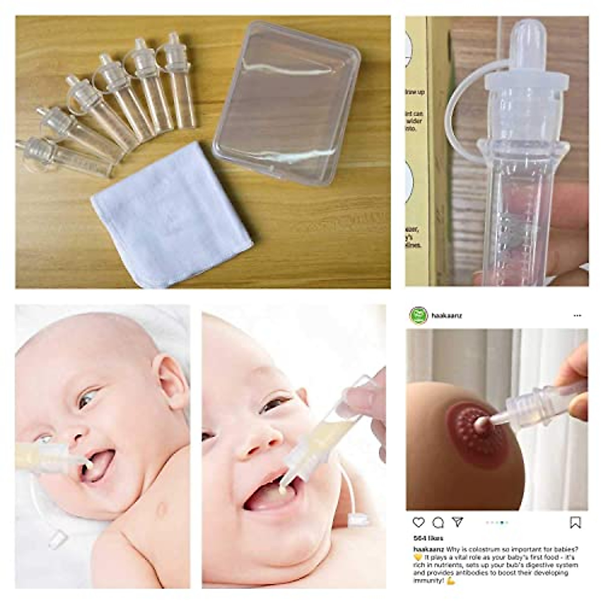 Haakaa Silicone Colostrum Collectors Set with Clear PP Storage Case 4 ml, 6 PK