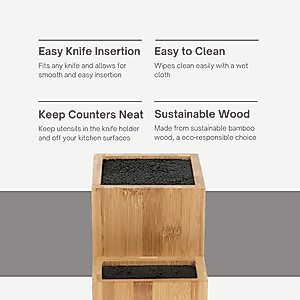Mantello Knife Holder- Universal Knife Holder- Bamboo Wood Kitchen Knife Holder, Extra Large Knife Storage, Universal Knife Block