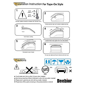 Deebior 94975 Side Window Deflector Visor Rain Guard,Outside Mount Tape-on Shatterproof Dark Smoke,4pc Window Shades fit for 2015-2020 Ford F-150 Crew cab, 2017-2020 F250/F350 Super Duty Crew cab